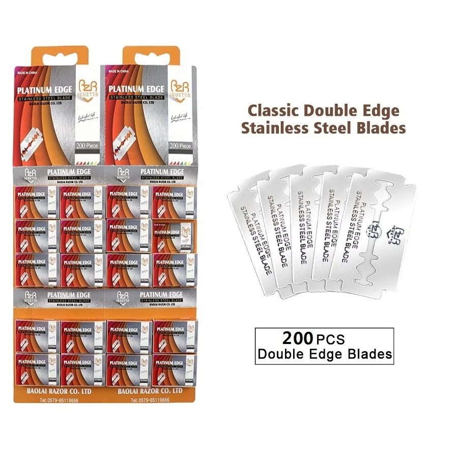 200 Pcs/ Vintage Classic Double Edge Blade Stainless Steel Safety For ...