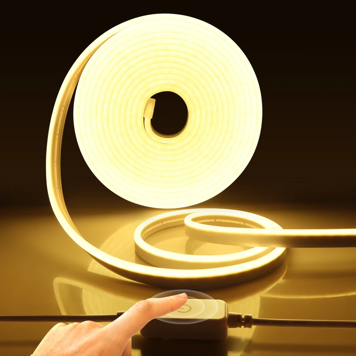 DC12V-24V-EU-Plug-Neon-LED-Strip-1M-2M-3M-5M-10M-Waterproof-Dimmable ...