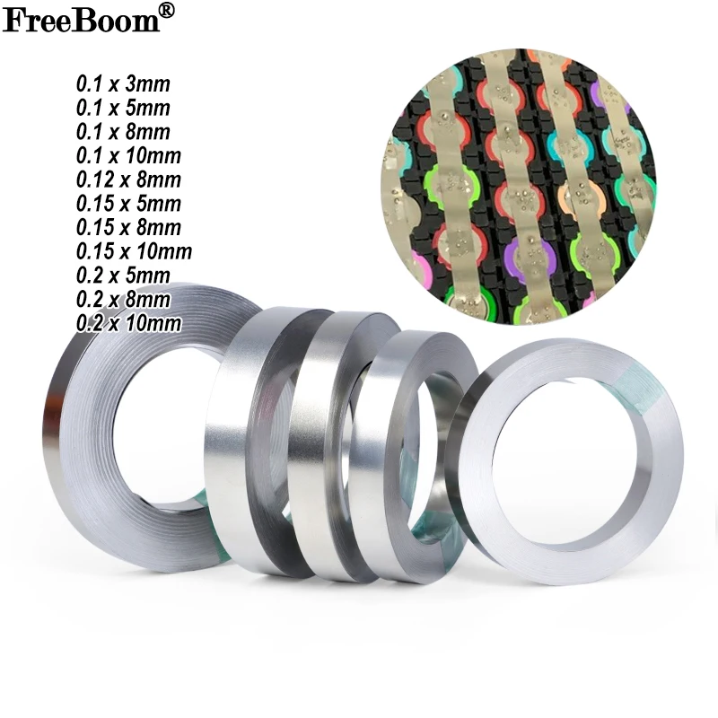 10m/Roll Nickel Plated Strip 18650 Li-ion Battery Connector 0.1mm 0 ...