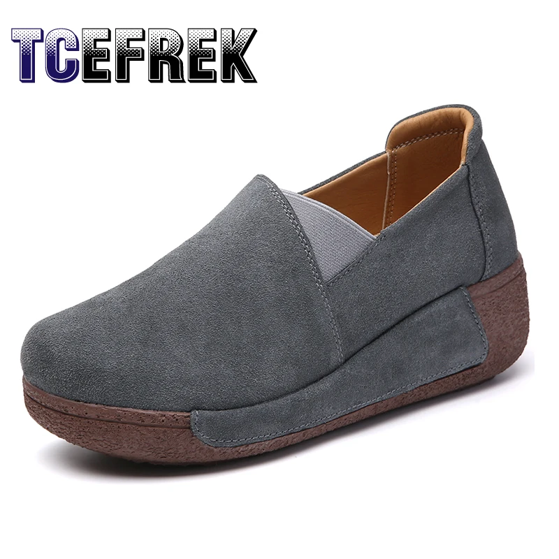 Flats-Suede-Woman-Platform-Shoes-Round-Toe-Slip-on-Casual-British-Style ...