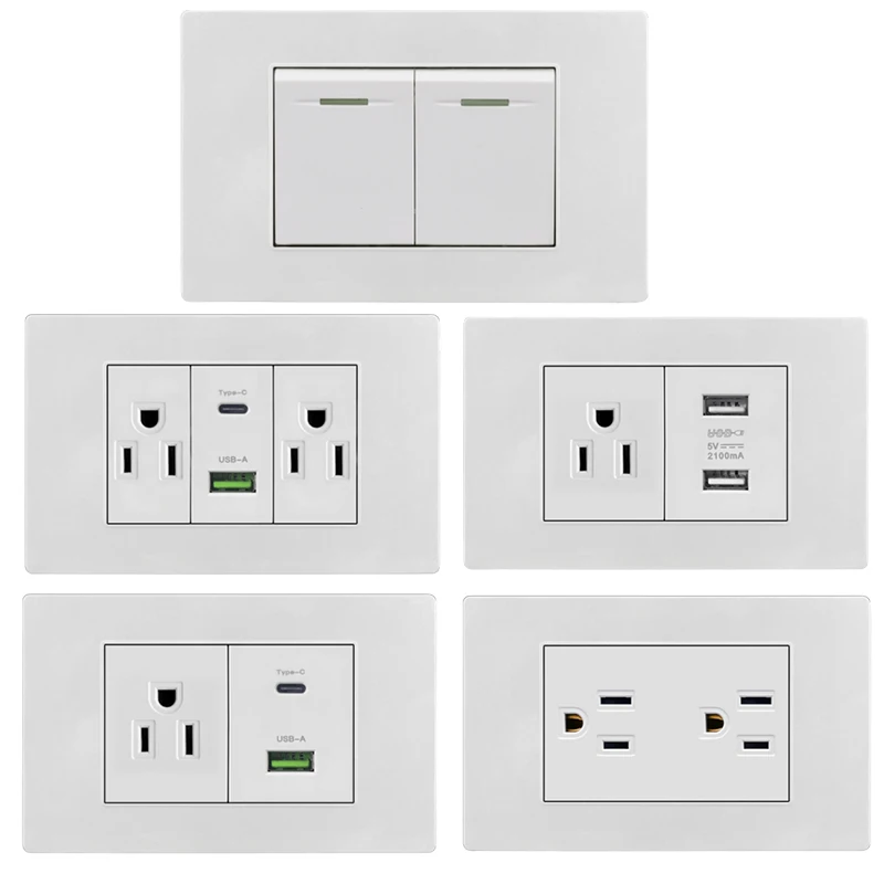 US-Thai-Standard-Socket-1-2-3gang-Wall-Power-Socket-15A-110V-250V-Wall ...