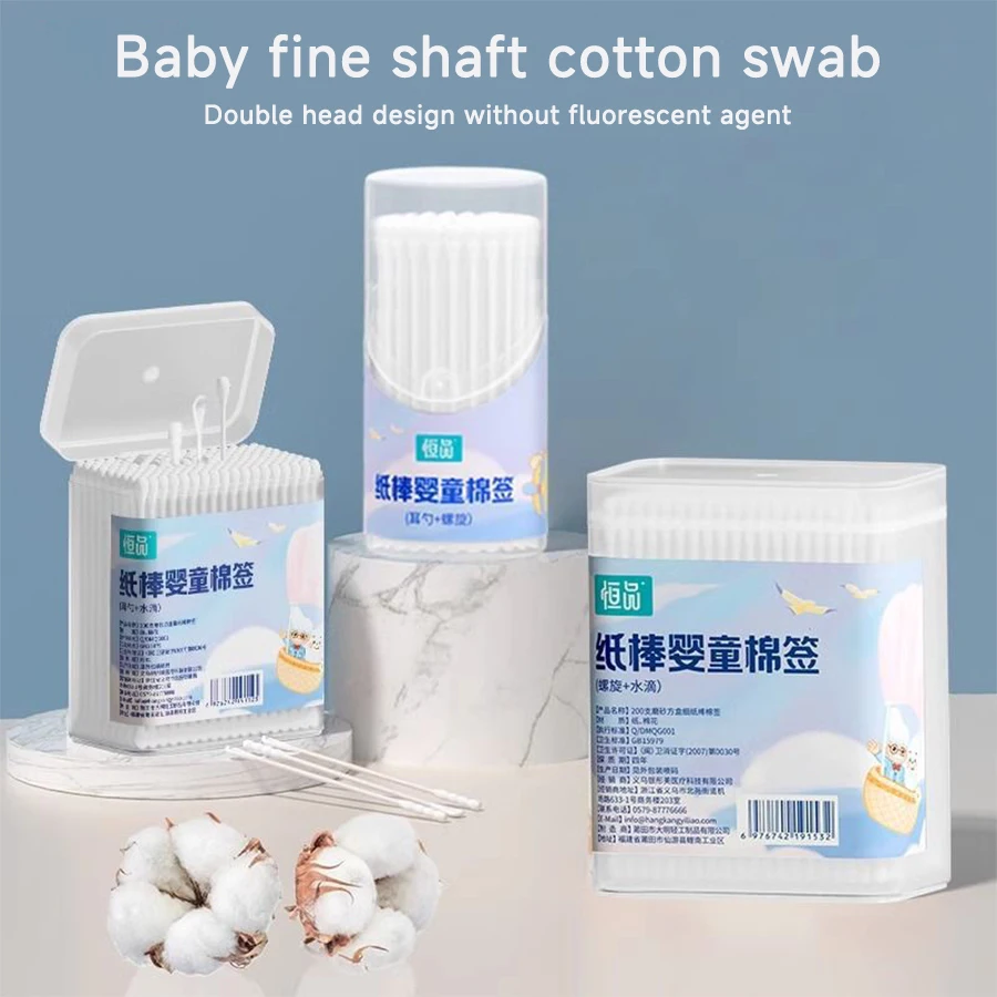 100-200pcs-Baby-Cotton-Swabs-Disposable-Spiral-Ear-Scoop-Head-Ear-And ...