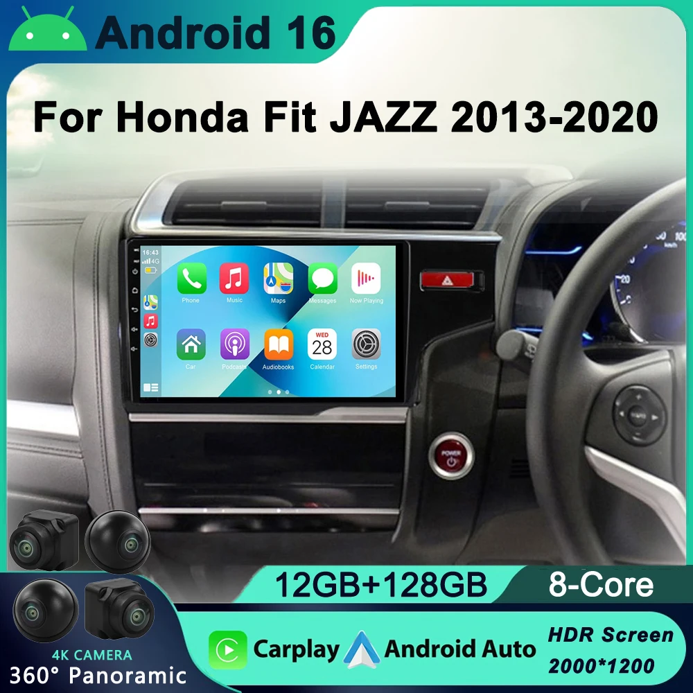 Android 16 Car Radio Carplay Auto GPS For Honda Jazz 3 2015 - 2020 Fit ...