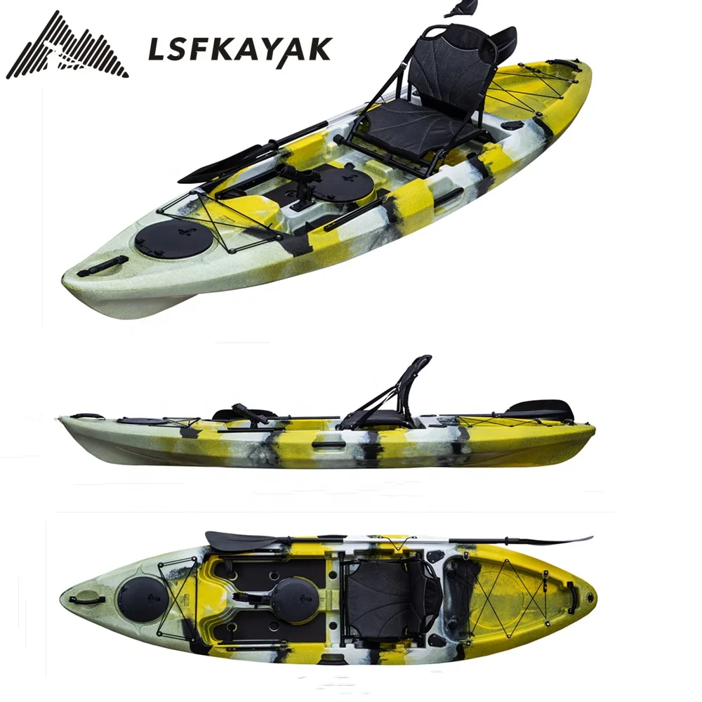 LSF Kayak de pesca con sistema de timón, Kayak multiusos, 10 pies, se ...