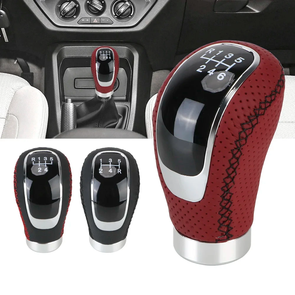Car PU Leather 5/6 Speed Shifter Lever With Gear Knob Manual ...