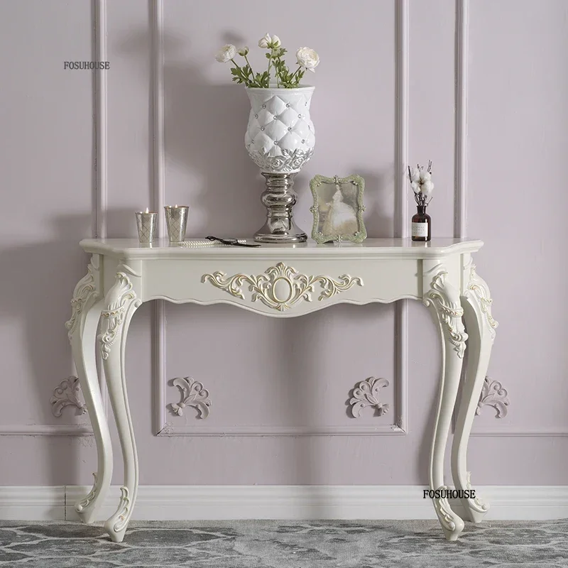 Wood Modern Console Table Living Room Furniture Against Wall Consol ...