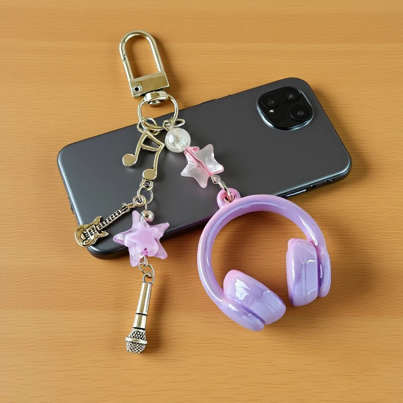 Ins Style Music Earphone Shape Keychain Mobile Phone Chain Charm ...