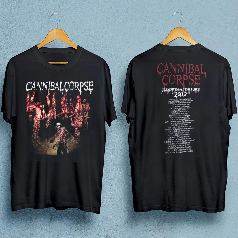 Cannibal-Corpse-Tour-Dupla-Face-Preto-Manga-Curta-T-Shirt-Todos-os ...