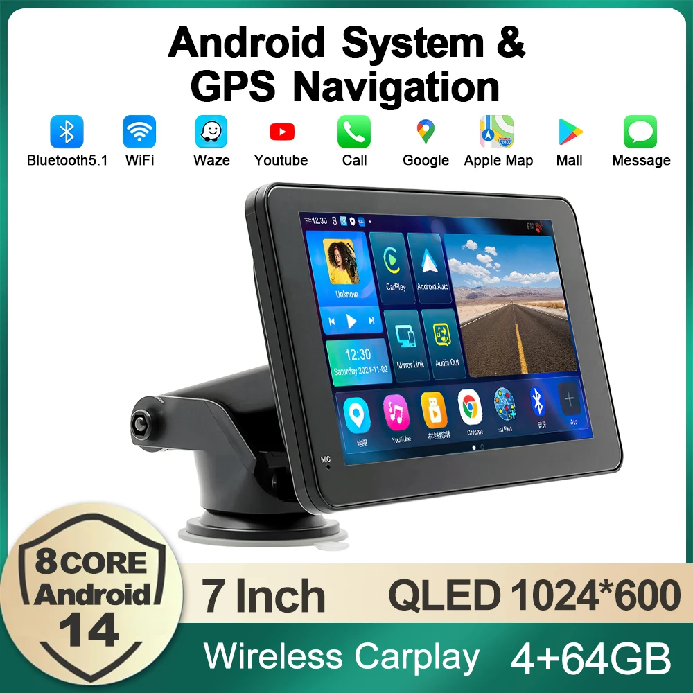 8 Core Android 14 Car Stereo Wireless CarPlay & Android Auto GPS Radio ...
