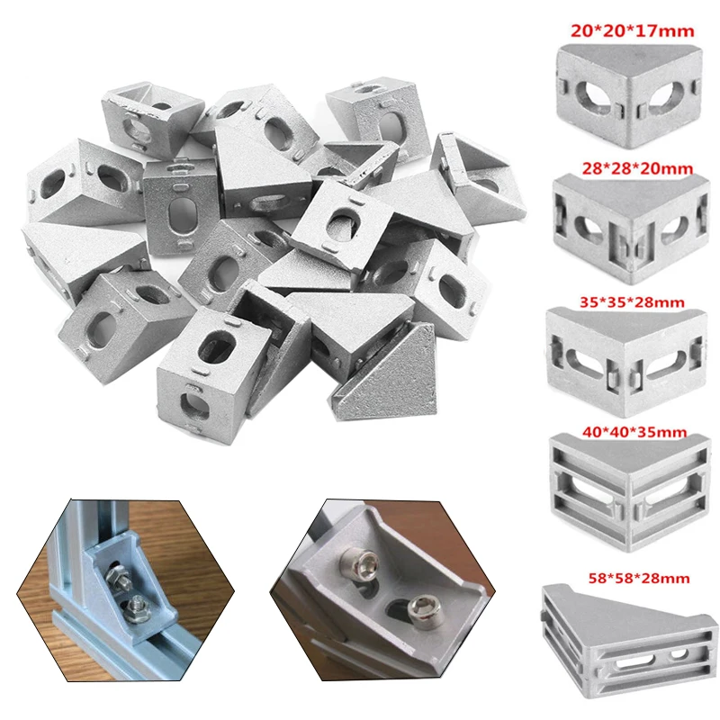 20-5pc Aluminum 2020 2028 3030 3060 4040 Corner Bracket Fittings Corner ...