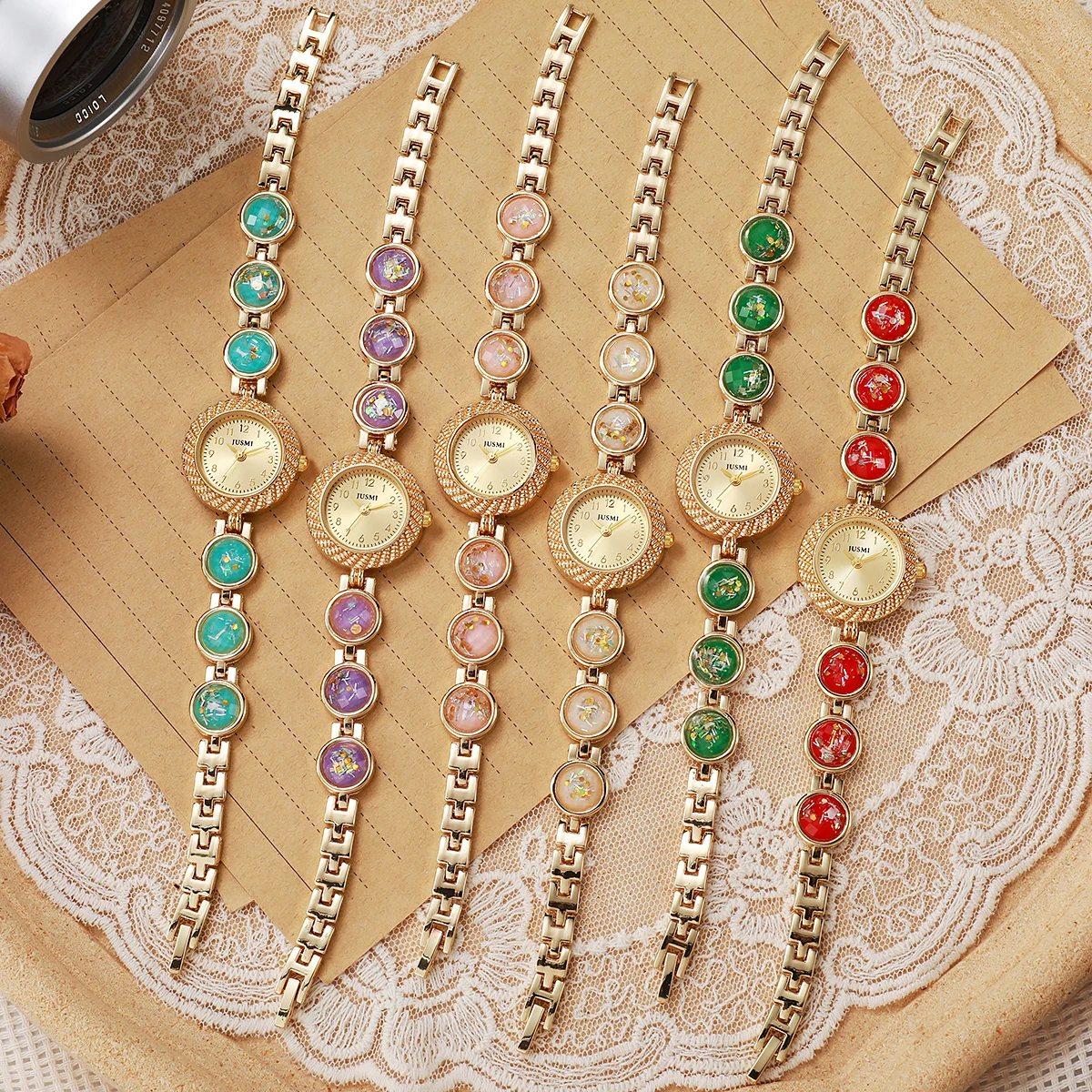 Fashionable, personalized, trend-setting pearl dial gemstone strap ...