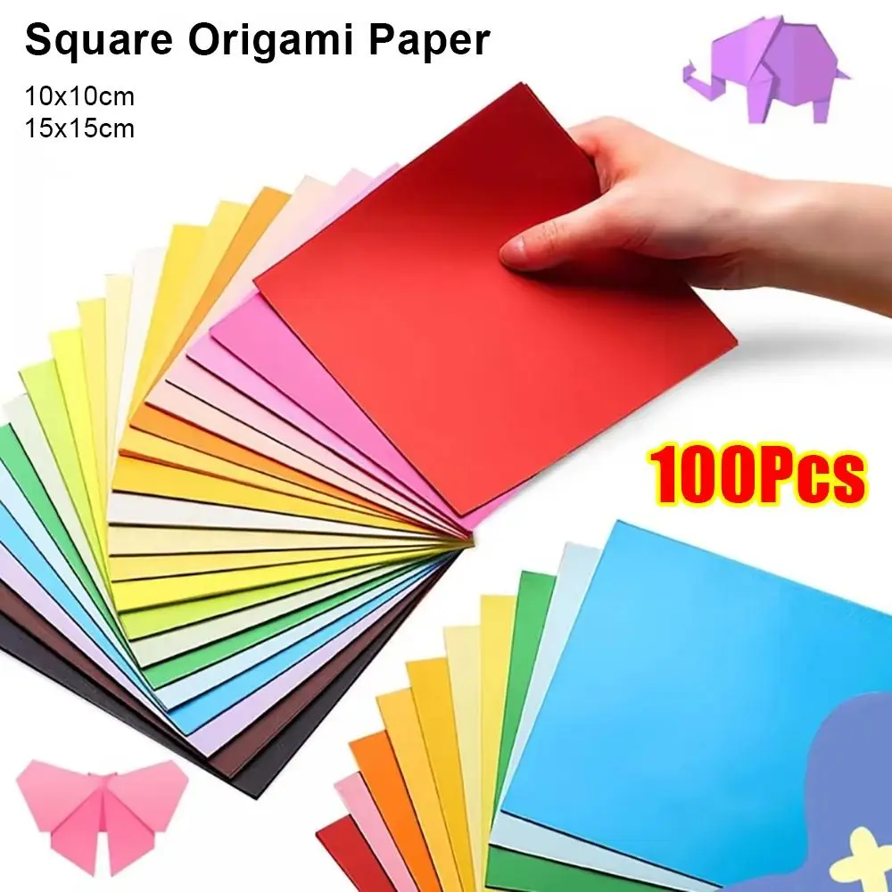 100Pcs Double Side Square Origami Paper Solid Color Colorful Folding ...