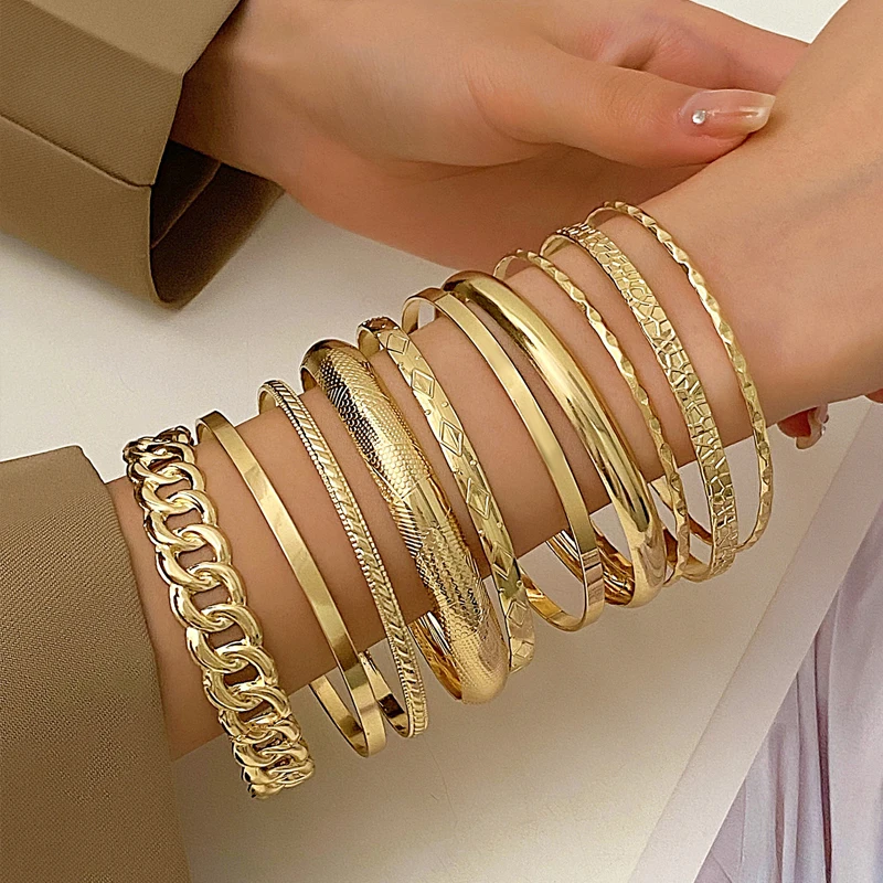 10-Pcs-Punk-Trendy-Multilayer-Bracelets-Set-for-Women-Elegant-Delicate ...