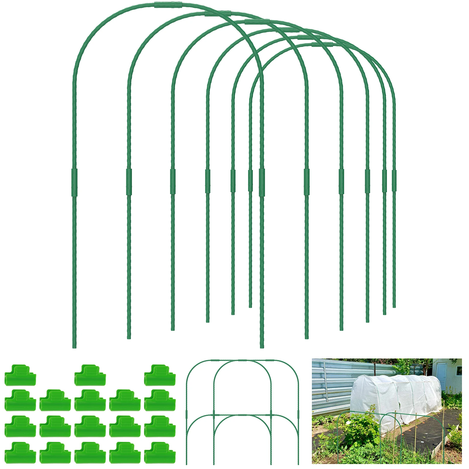 60Pcs-Greenhouse-Hoop-Grow-Tunnel-Kit-Steel-Greenhouse-Support-Hoop ...