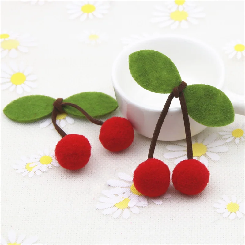 5CM-12pcs-Patches-Pompon-Cherry-Felt-Appliques-For-Clothes-Sewing ...
