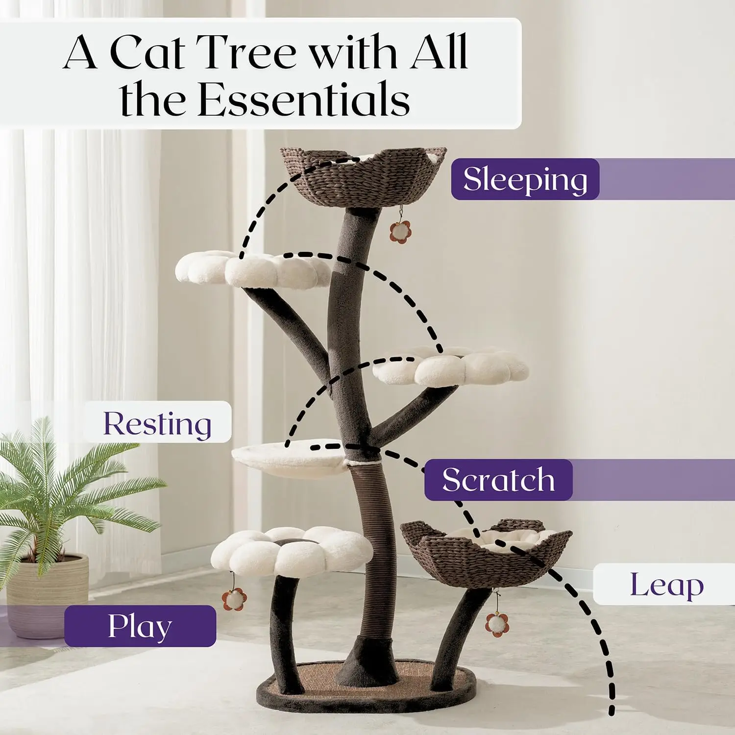 6-Level Flower Cat Tower – Pet Shop Paws and Whiskers