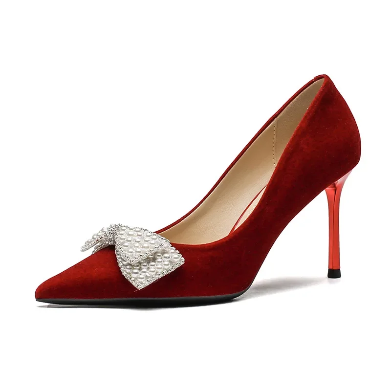 Women-Pumps-Office-Career-Summer-flock-6CM-Thin-High-Heels-Pointed-Toe ...