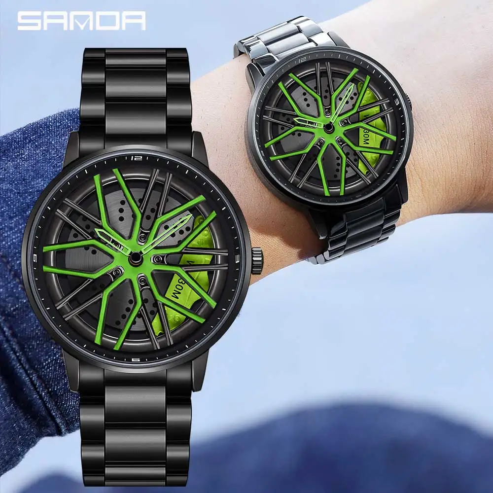 360 Degree Rotating Rim Hub Sports Car Watches Men Watches Waterproof ...