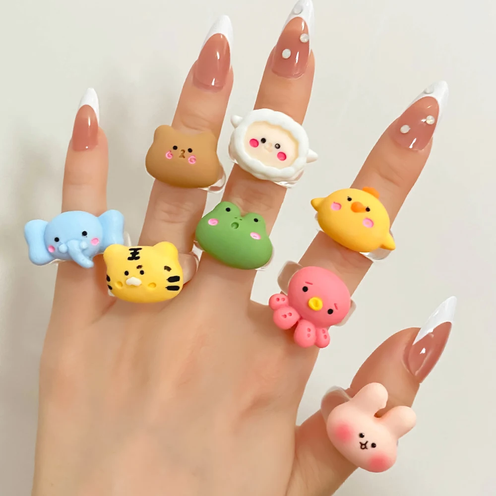 IPARAM-Cute-Plastic-Ring-for-Women-Men-Lovely-Frog-Elephant-Tiger-Sheep ...