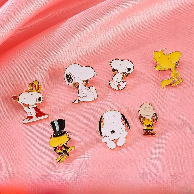 Snoopy-Woodstock-Cartoon-Brooch-Anime-Figure-Cute-Dog-Metal-Badge ...