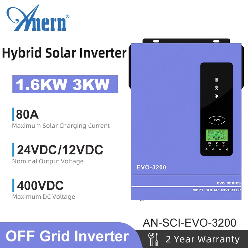 Hybrid Solar Inverter 3KW 3000W 1.6KW 1600W 12V 24V Photovoltaic Hybrid Inverter 230VAC Max PV ...