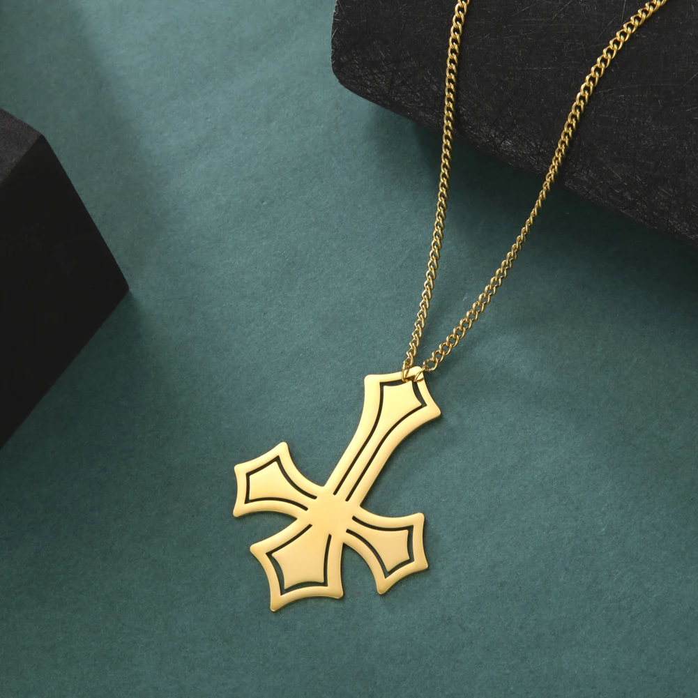 Dreamtimes Inverted Cross Pendant Necklace Vintage Gothic Rhombus Cross ...