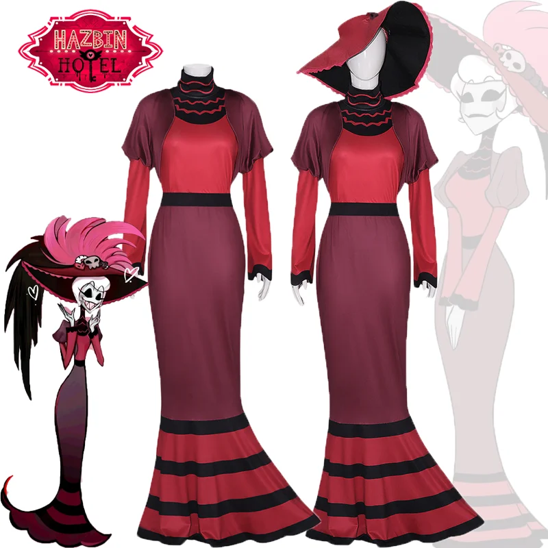 Anime-Hazbin-Rosie-Cosplay-Costume-Hotel-Cos-Red-Dress-Uniform-Suit ...