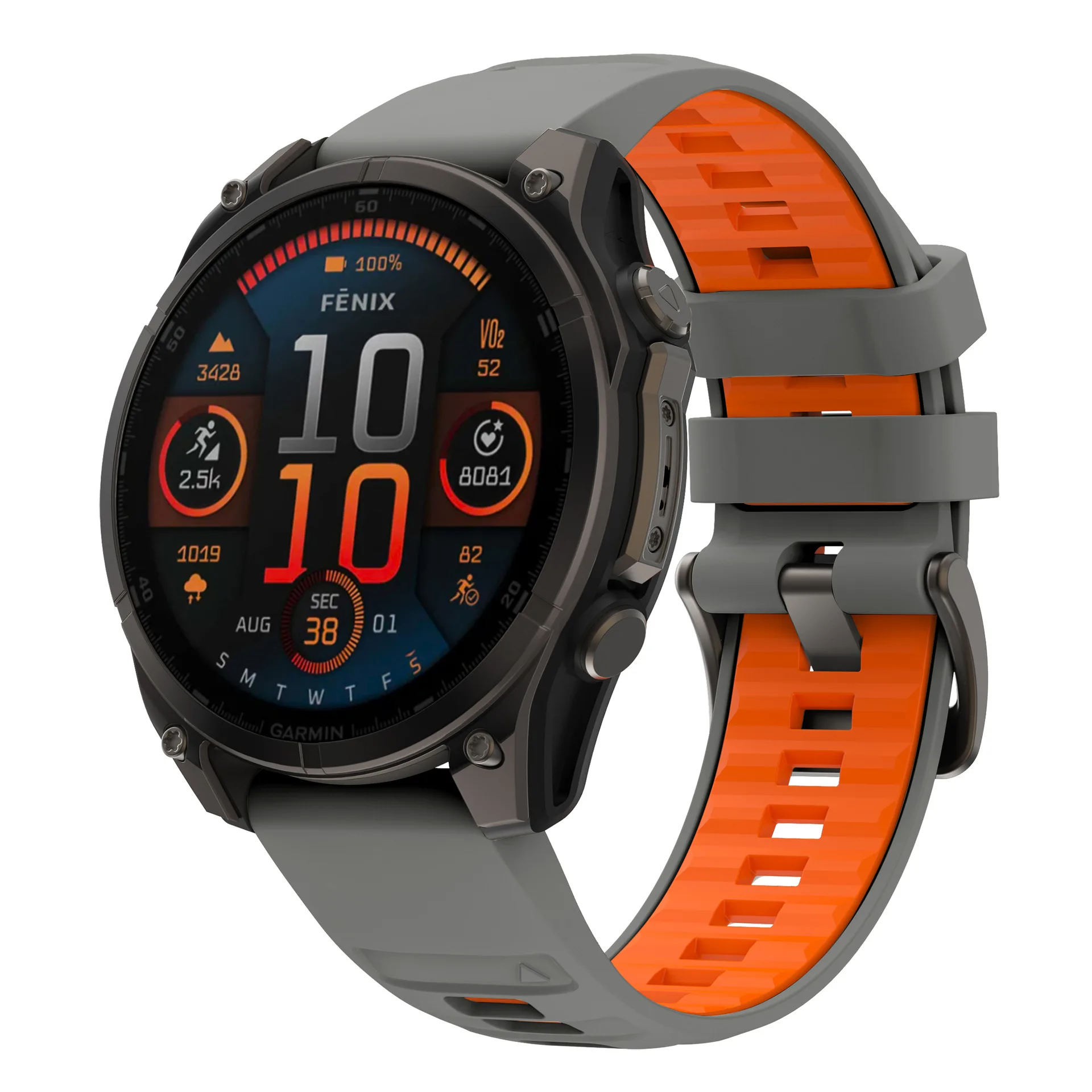 Two-Tone Silicone Strap for 20mm Fenix 8 43MM (Starlight Orange)