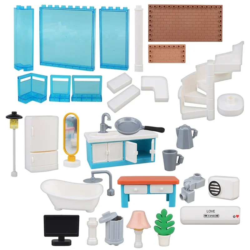 Big-Building-Blocks-Accessory-Villa-Parts-Fridge-Bathtub-Compatible ...