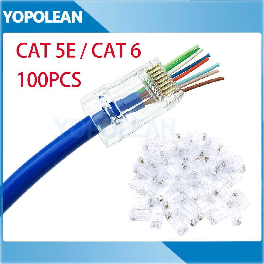 100pcs/lot Rj45 Cat 5e Cat 6 Network Modular Plug 8p8c Cat5e Cat6 ...