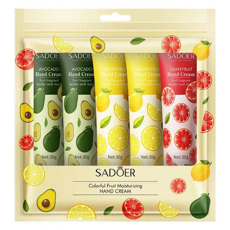 5pcs-set-Fruit-Flavor-Hand-Cream-Sets-Moisturizing-Handcream-Set-Hand ...
