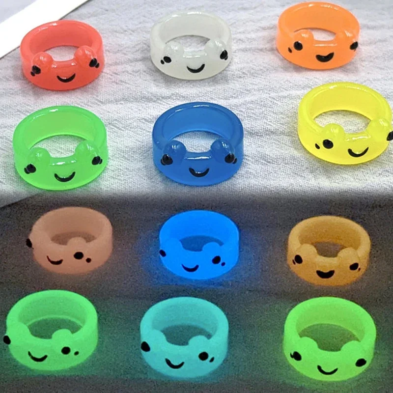 Cute-Luminous-Cute-Frog-Rings-Lover-Resin-Acrylic-Ring-for-Women-Girls ...