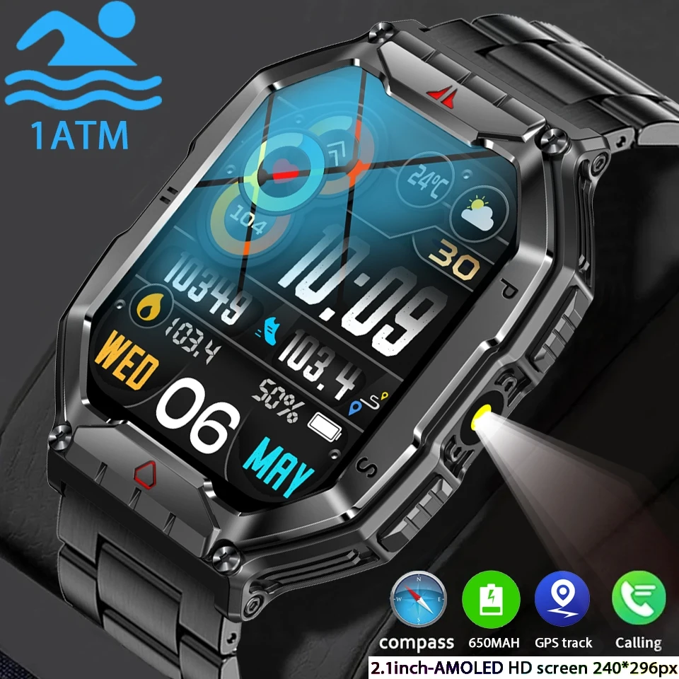 2024-Rugged-Outdoor-Military-Smartwatches-Men-s-AMOLED-Screen-LED ...