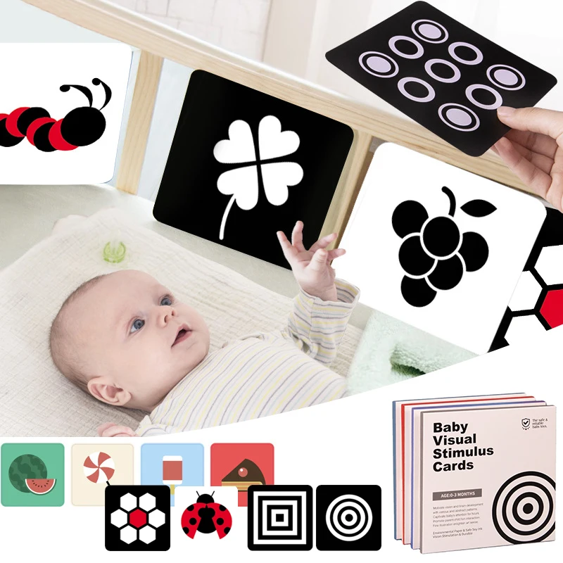 Montessori-Baby-Visual-Stimulation-Card-Toys-Black-White-Flash-Cards ...