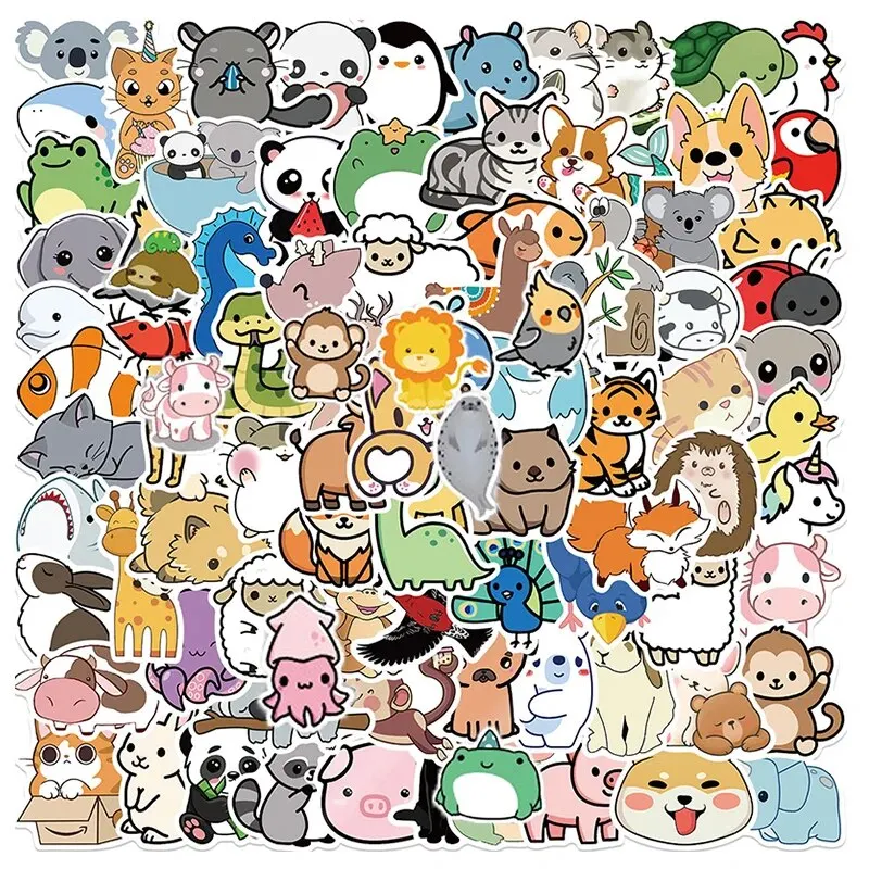 200PCS-Animal-Stickers-Kawaii-Panda-Frog-Water-Bottles-Cartoon-Sticker ...