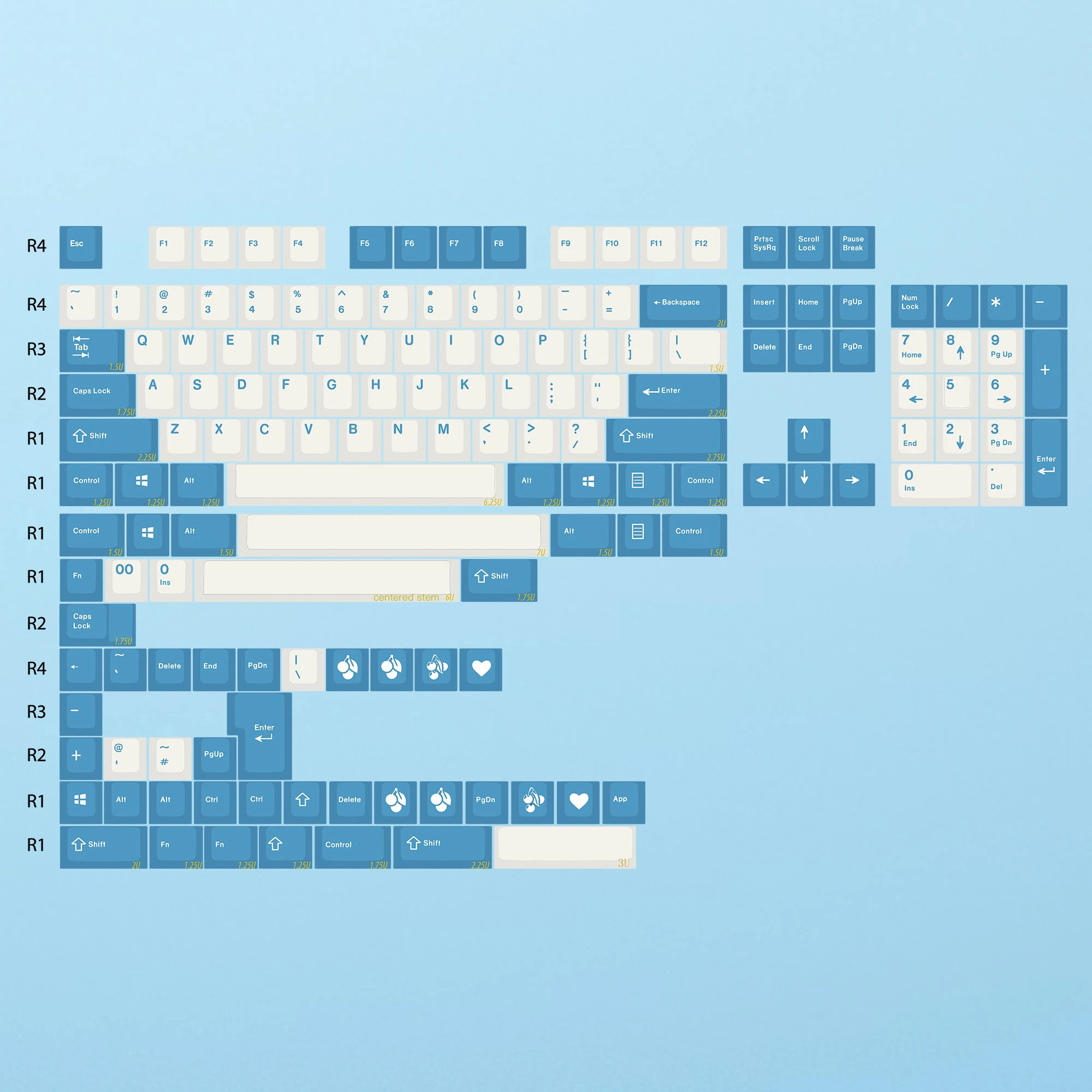 Epbt Enjoypbt Abs Doubleshot Blue And White Keycaps Set Epbt Keycaps ...