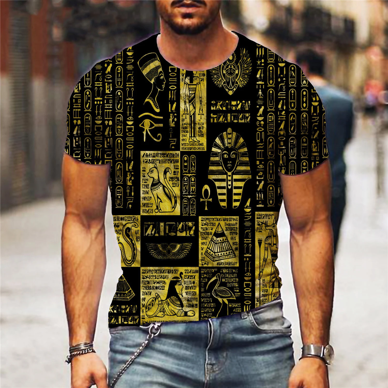 Pharaoh Egyptian T-Shirts Ancient Egypt 3D Print Summer Men Retro Short ...