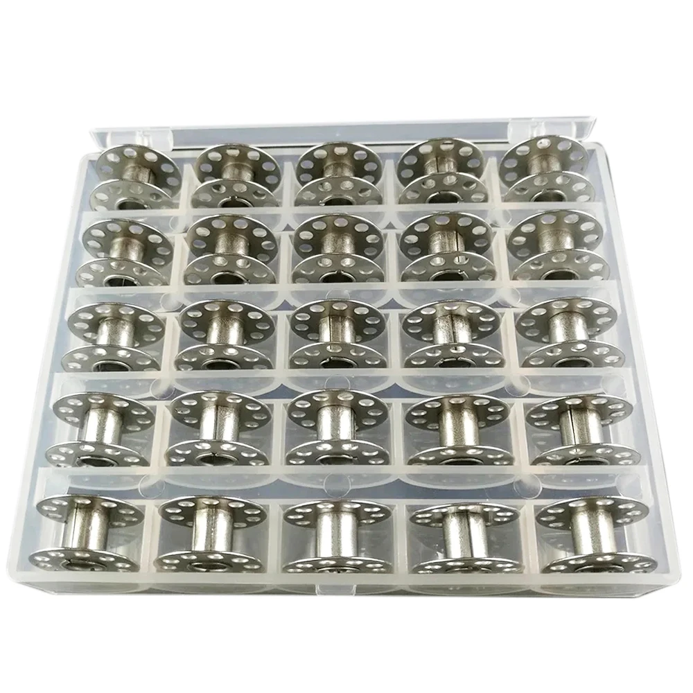 25PCS-Sewing-Machine-Empty-Bobbins-Plastic-Metal-Spools-Set-Thread ...
