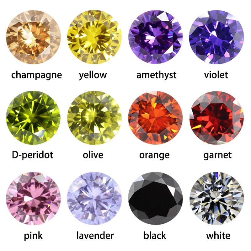 Multicolor 5A Cubic Zirconia Stone Round Shape Brilliant Cut Loose CZ ...