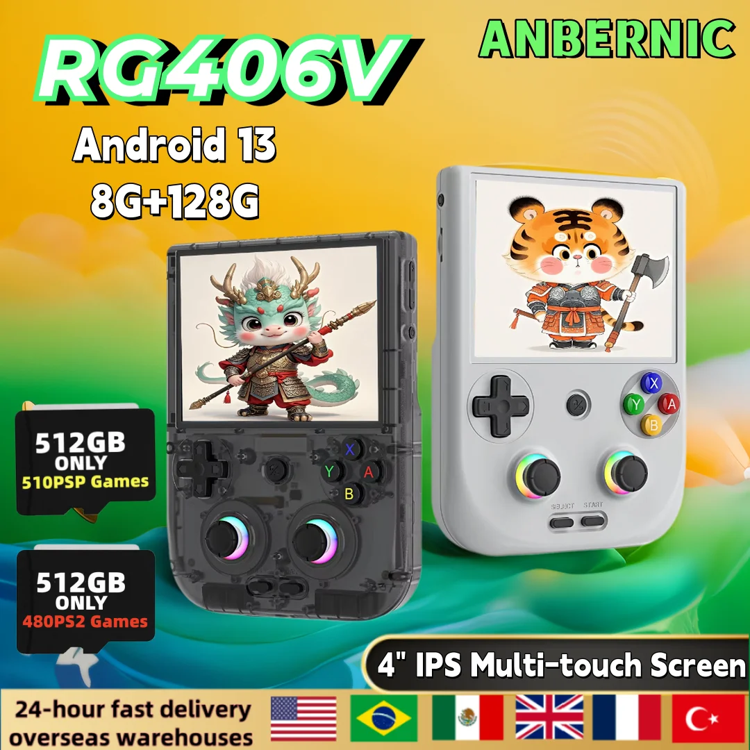 ANBERNIC RG 406V Retro Video Handheld Game Console 4" IPS Multi-touch ...