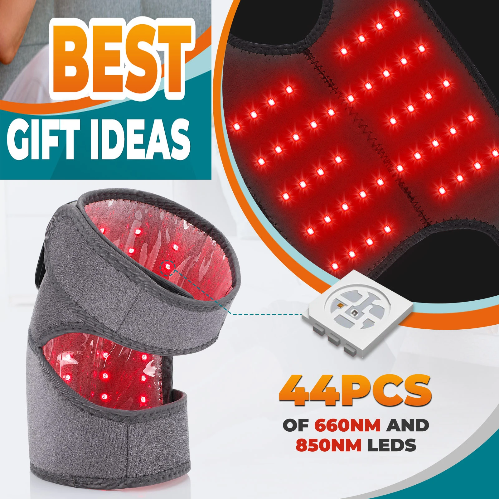 660 and 850nm Near Infrared Light Devices Knee Pad Brace 3 In 1 Heating ...
