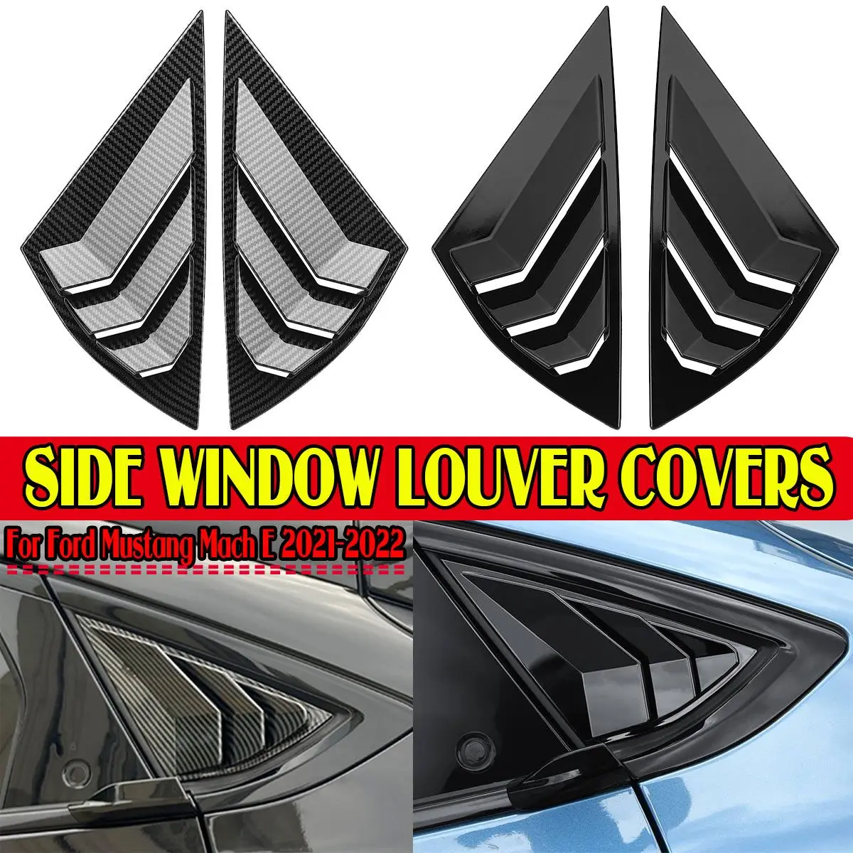 Window-Louvers-For-Ford-For-Mustang-Mach-E-2021-2022-Rear-Side-Window ...