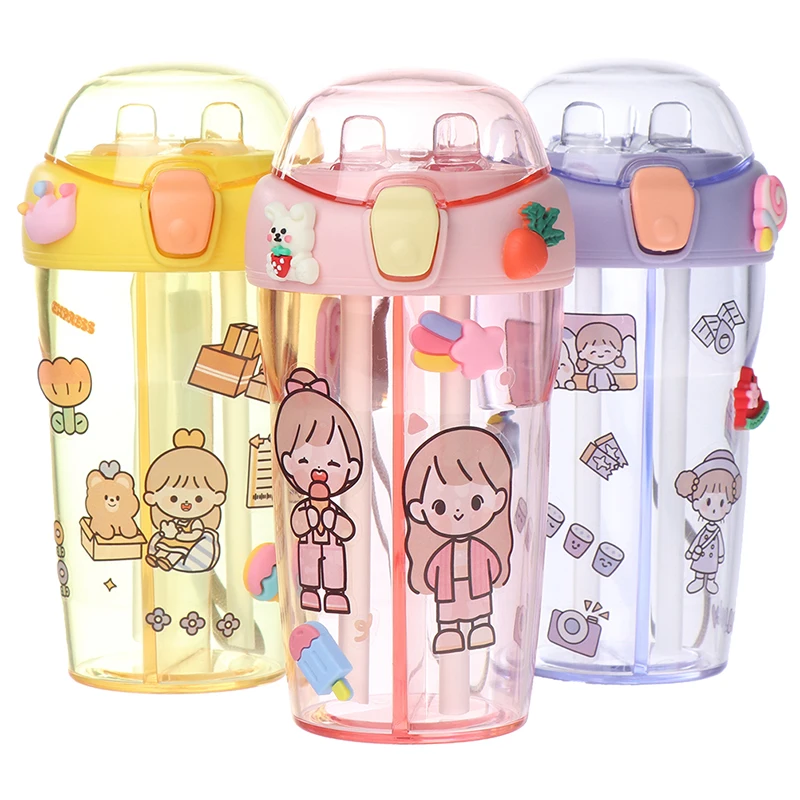 430ml-Children-s-Portable-Straw-Cup-Double-Zone-Drinking-Bottle-Mug ...