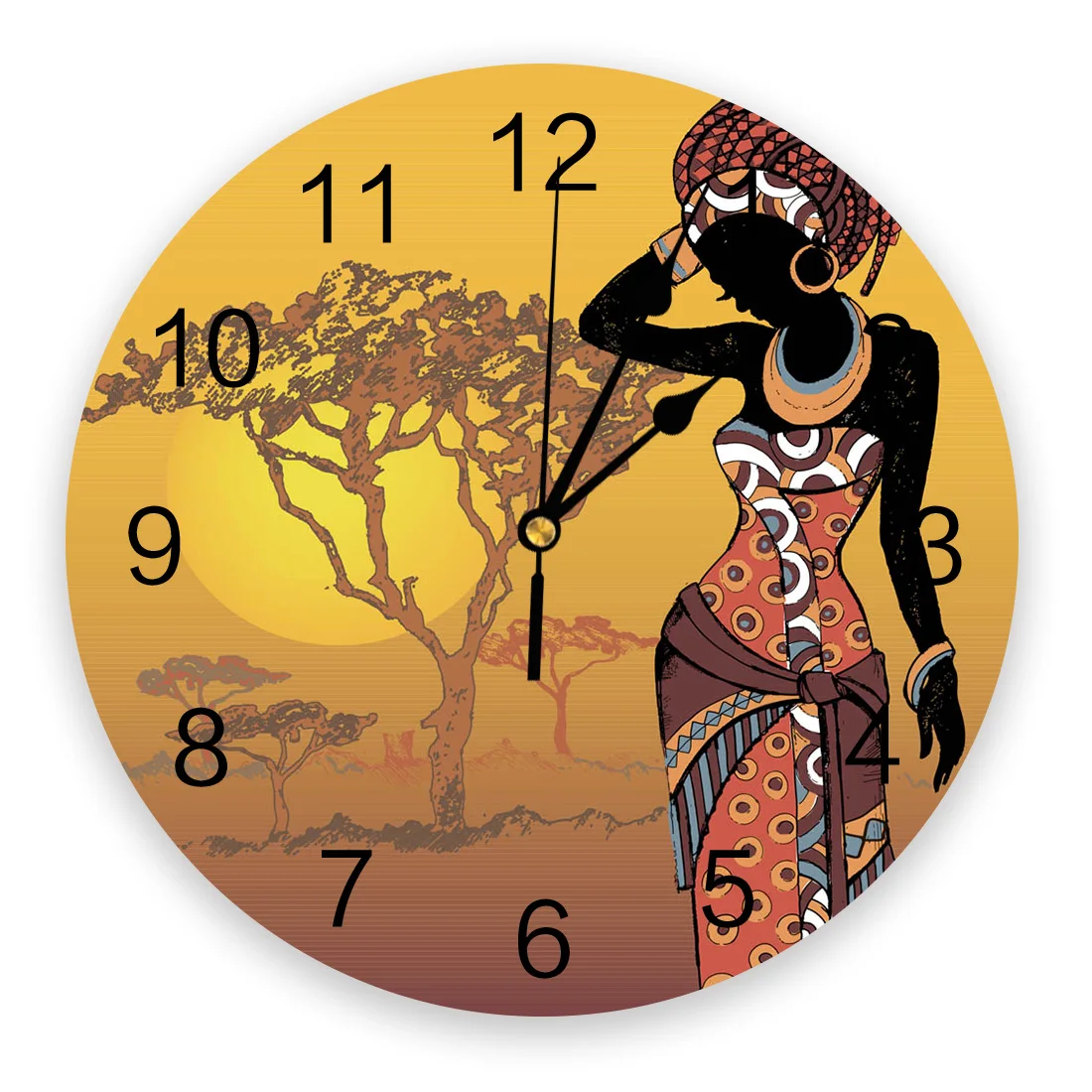 African-Woman-Plant-Trees-Art-Wall-Clock-For-Home-Living-Room-Bar-Cafe ...