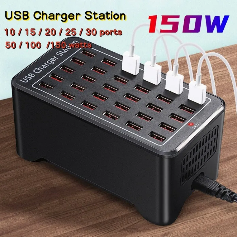 150W-USB-Charging-Station-10-15-20-25-30-Multi-Port-Universal-Desktop ...