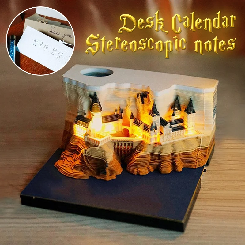 Original-3D-Calendar-2024-LED-Magic-Castle-3D-Notepad-Weekly-Calendar ...