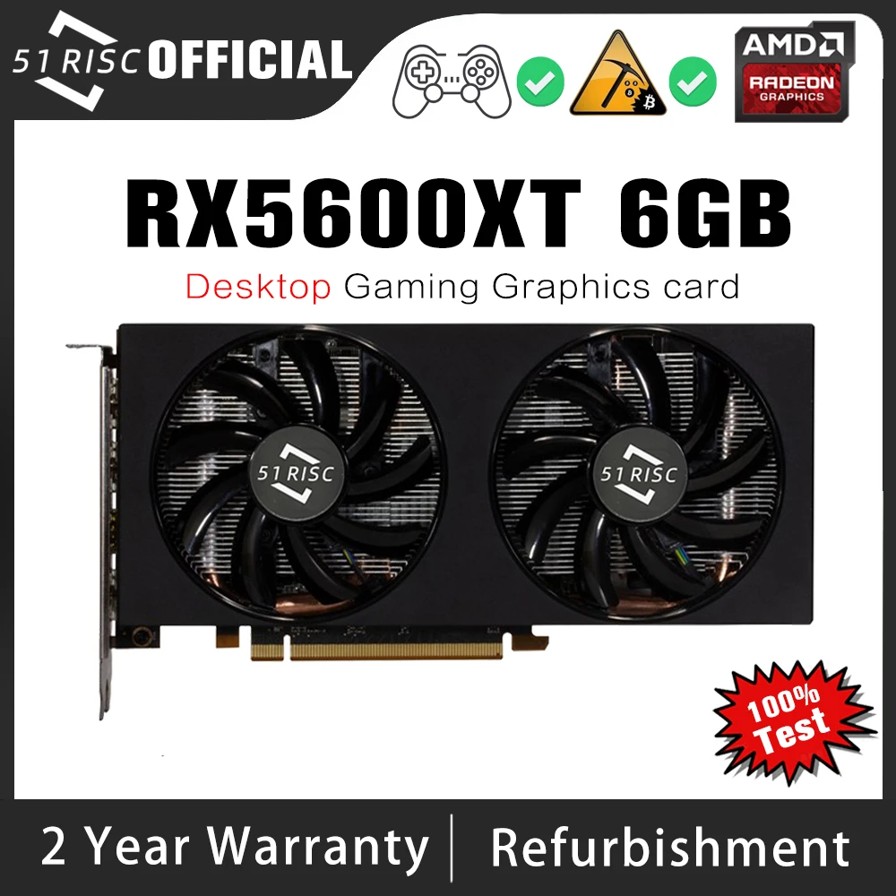 SHELI 51RISC RX5600XT 6G D6 tarjeta gráfica para juegos con memoria 6G ...