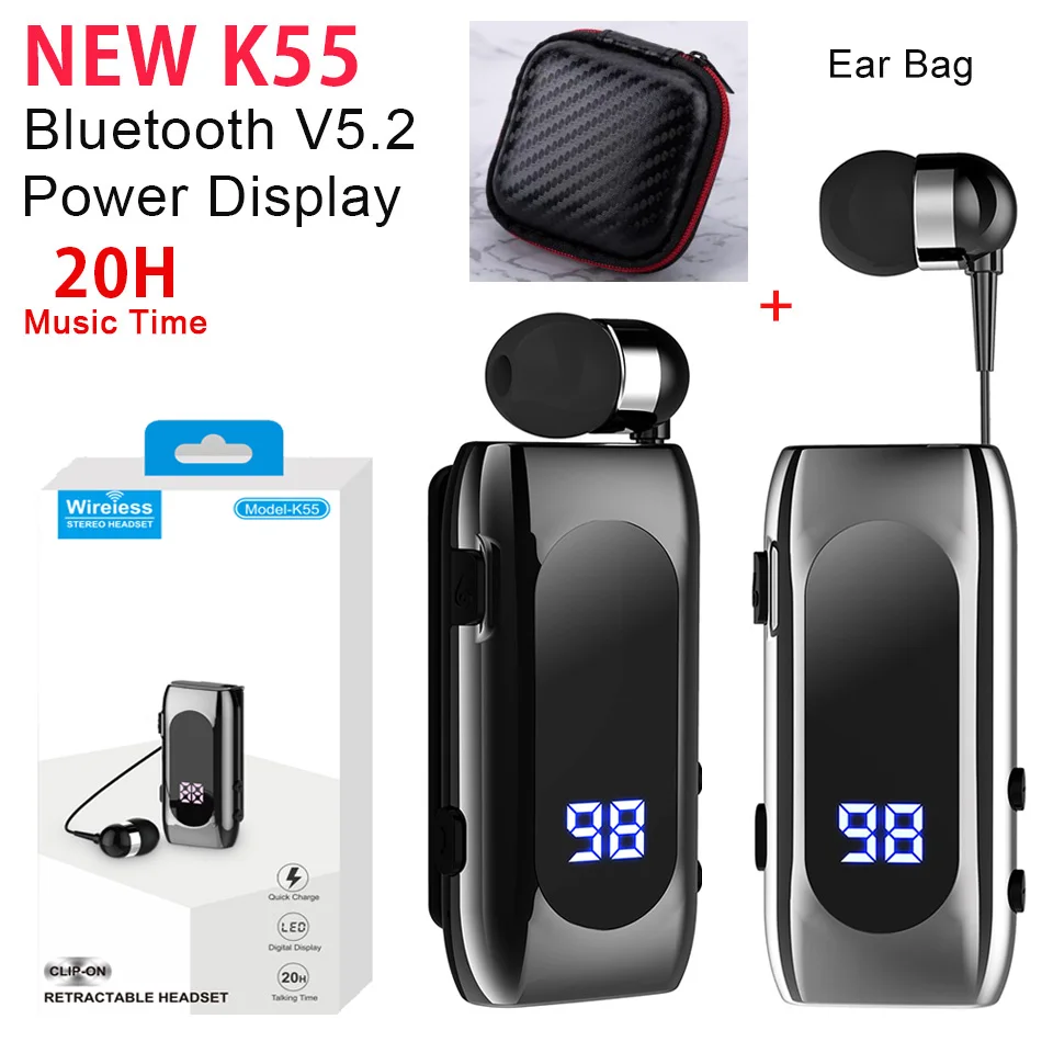 K55-PK-F920-Pro-Wireless-Earphones-Retractable-Portable-Bluetooth-5-2-Earbuds-Vibration-Sport ...