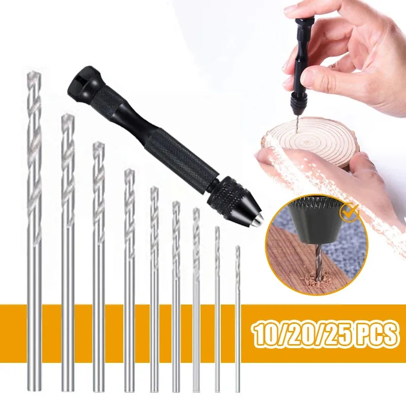 10-20-25Pcs-Natural-Black-Perforated-Woodworking-Hand-Twist-Drill-Twist ...
