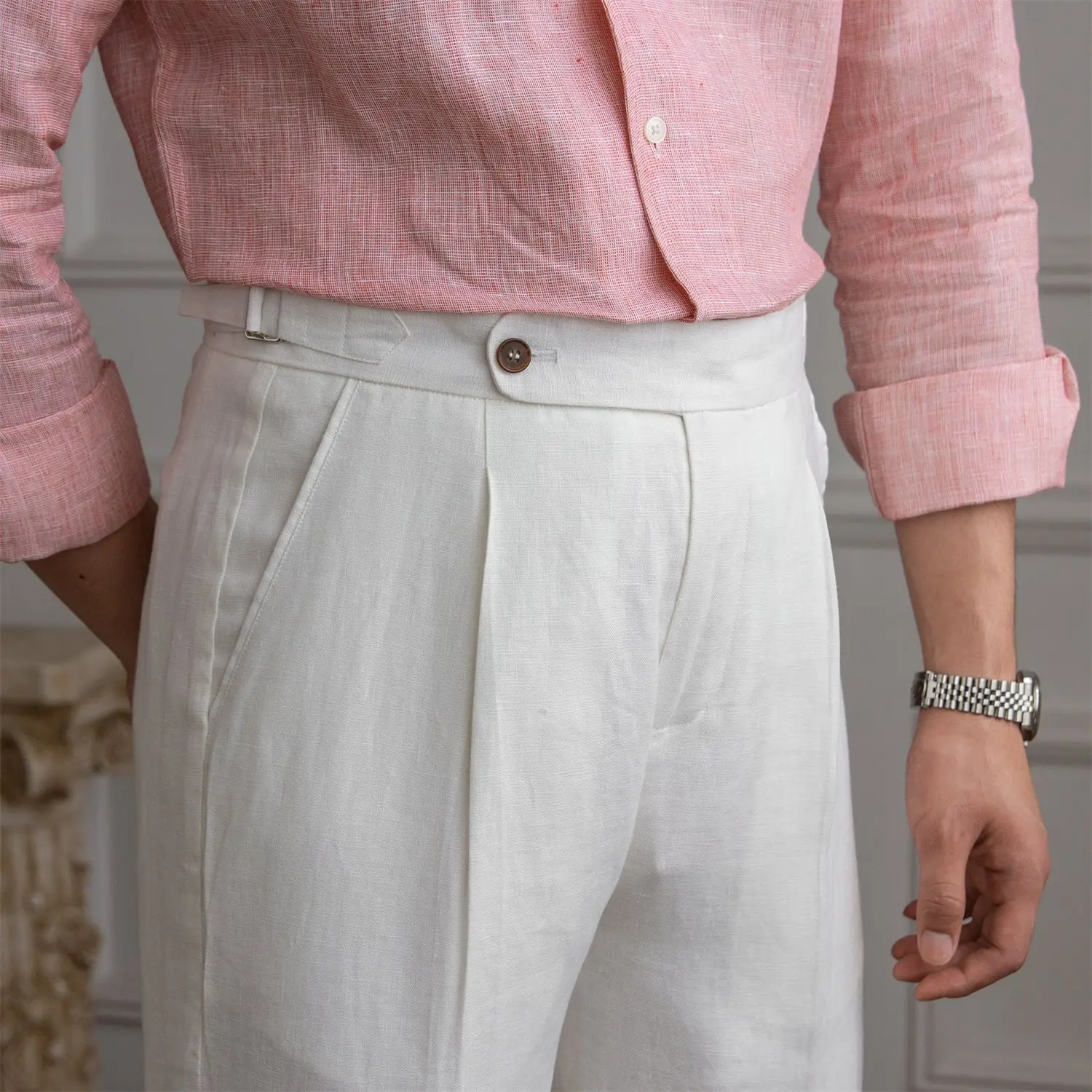 Spring Summer Fashion 100% Linen Naples Suit Pants For Men Italian ...